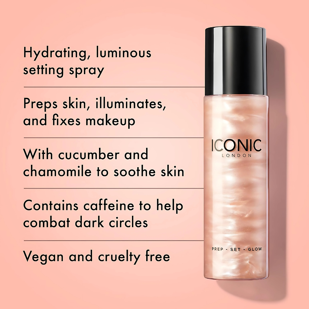 Iconic London Prep Set Makeup Fixer Long Lasting Glow Spray